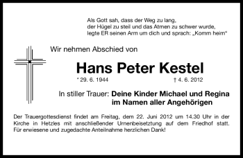 Traueranzeigen von Hans Peter Kestel | trauer.nn.de