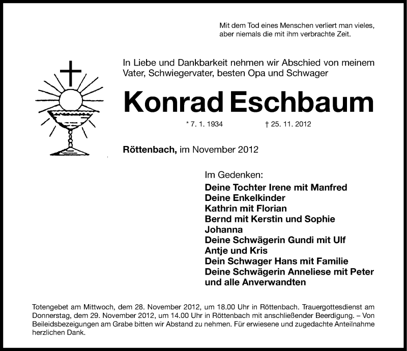 Traueranzeigen von Konrad Eschbaum | trauer.nn.de