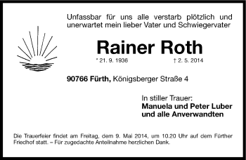 Traueranzeigen von Rainer Roth | trauer.nn.de