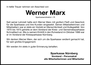 Traueranzeigen von Werner Marx | trauer.nn.de