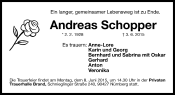 Traueranzeigen von Andreas Schopper | trauer.nn.de