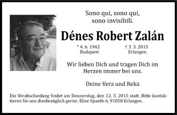 Traueranzeigen von Dénes Robert Zalán | trauer.nn.de