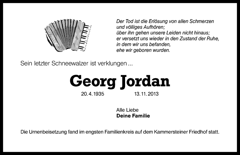 Traueranzeigen von Georg Jordan | trauer.nn.de