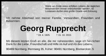 Traueranzeigen von Georg Rupprecht | trauer.nn.de