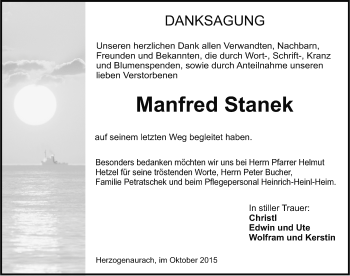 Traueranzeigen von Manfred Stanek | trauer.nn.de