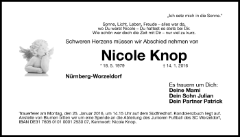 Traueranzeigen von Nicole Knop | trauer.nn.de