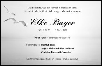 Traueranzeigen von Elke Bayer | trauer.nn.de