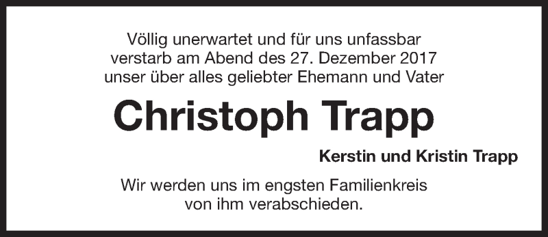 Traueranzeigen von Christoph Trapp | trauer.nn.de