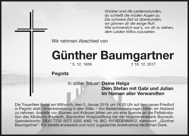 Traueranzeigen von Günther Baumgartner | trauer.nn.de