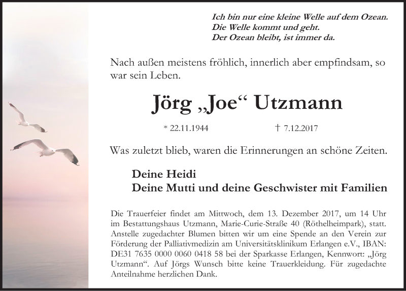Traueranzeigen von Jörg Utzmann | trauer.nn.de