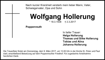 Traueranzeigen von Wolfgang Hollerung | trauer.nn.de