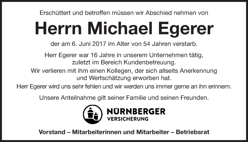 Traueranzeigen von Michael Egerer | trauer.nn.de