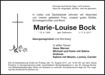 Traueranzeigen von Marie-Louise Bock | trauer.nn.de