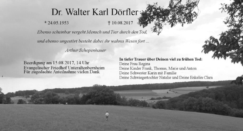 Traueranzeigen von Walter Karl Dörfler | trauer.nn.de