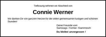 Traueranzeigen von Connie Werner | trauer.nn.de