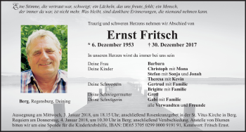 Traueranzeigen von Ernst Fritsch | trauer.nn.de