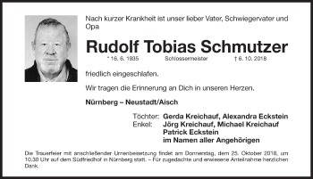 Traueranzeigen von Rudolf Tobias Schmutzer | trauer.nn.de