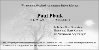 Traueranzeigen von Paul Plank | trauer.nn.de