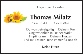 Traueranzeigen von Thomas Milatz | trauer.nn.de