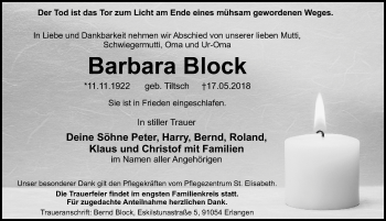 Traueranzeigen von Barbara Block | trauer.nn.de
