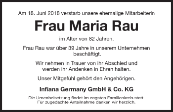 Traueranzeigen von Maria Rau | trauer.nn.de