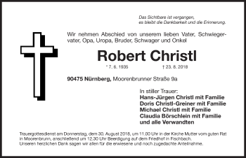 Traueranzeigen von Robert Christl | trauer.nn.de