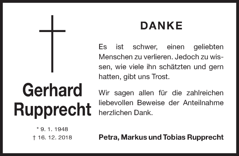 Traueranzeigen von Gerhard Rupprecht | trauer.nn.de