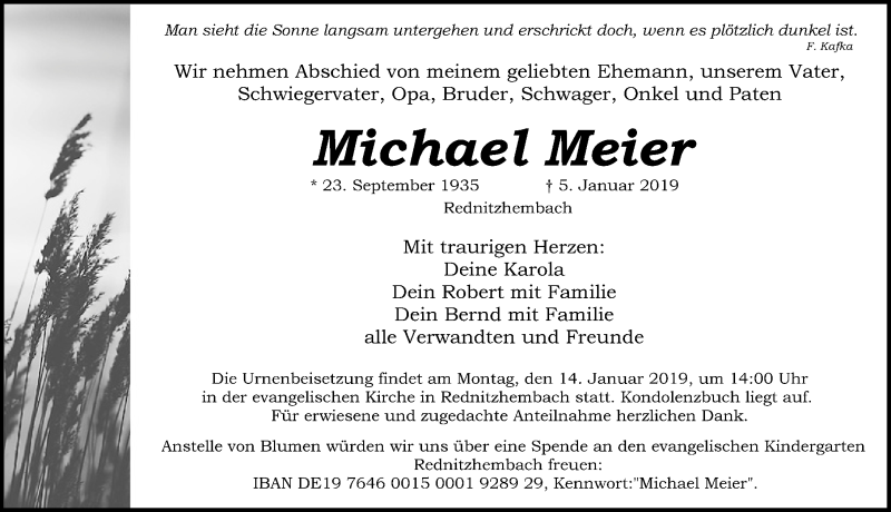 Traueranzeigen von Michael Meier | trauer.nn.de