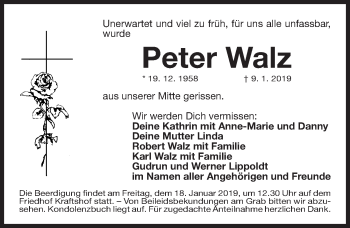 Traueranzeigen von Peter Walz | trauer.nn.de