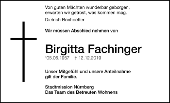 Traueranzeigen von Birgitta Fachinger | trauer.nn.de