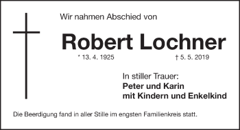 Traueranzeigen von Robert Lochner | trauer.nn.de