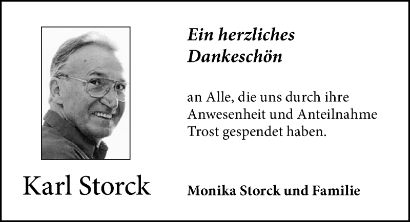 Traueranzeigen von Karl Storck | trauer.nn.de