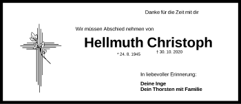 Traueranzeigen von Hellmuth Christoph | trauer.nn.de