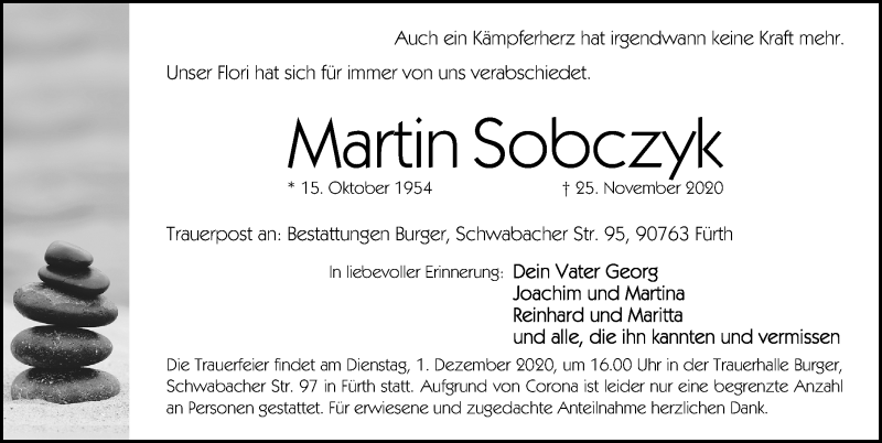 Traueranzeigen von Martin Sobczyk | trauer.nn.de