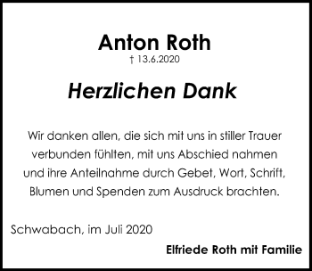 Traueranzeigen von Anton Roth | trauer.nn.de