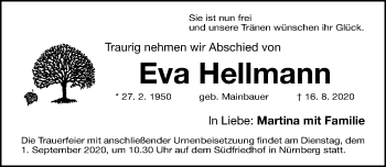 Traueranzeigen von Eva Hellmann | trauer.nn.de