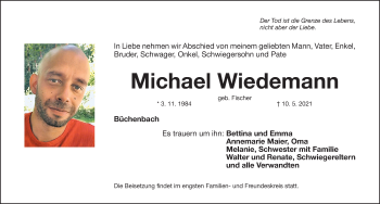Traueranzeigen von Michael Wiedemann | trauer.nn.de