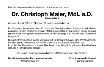 Traueranzeigen von Christoph Maier | trauer.nn.de