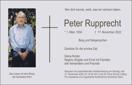 Traueranzeigen von Peter Rupprecht | trauer.nn.de