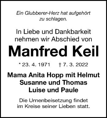 Traueranzeigen von Manfred Keil | trauer.nn.de