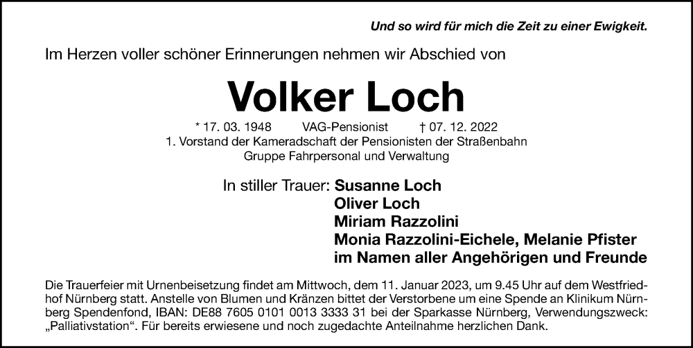 Traueranzeigen von Volker Loch | trauer.nn.de
