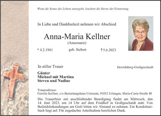 Traueranzeigen von Anna-Maria Kellner | trauer.nn.de