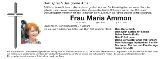 Traueranzeigen von Maria Ammon | trauer.nn.de