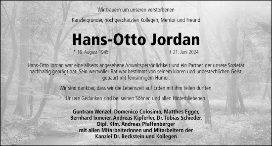 Traueranzeigen von Hans-Otto Jordan | trauer.nn.de