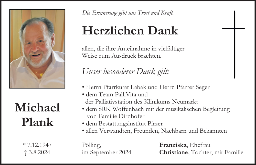 Traueranzeigen von Michael Plank | trauer.nn.de