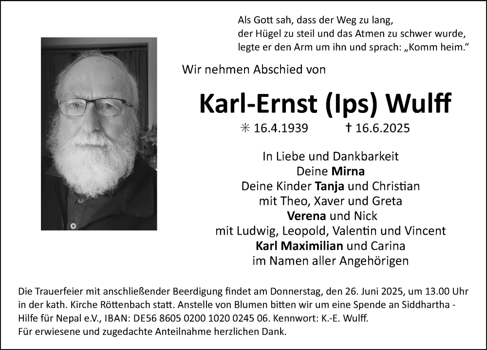 Traueranzeigen von Karl-Ernst Wulff | trauer.nn.de